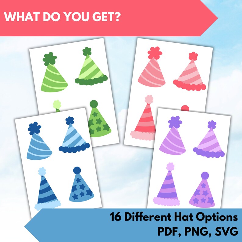 Kids Birthday Party Hat Banner | Instant Download Banner | Kids ...
