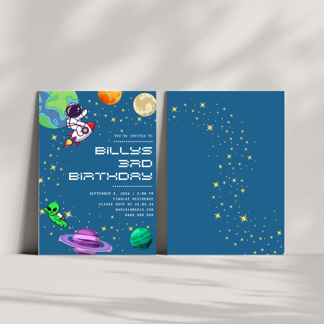 Kids Space Birthday Invitation | Custom Design | Editable | Print or ...