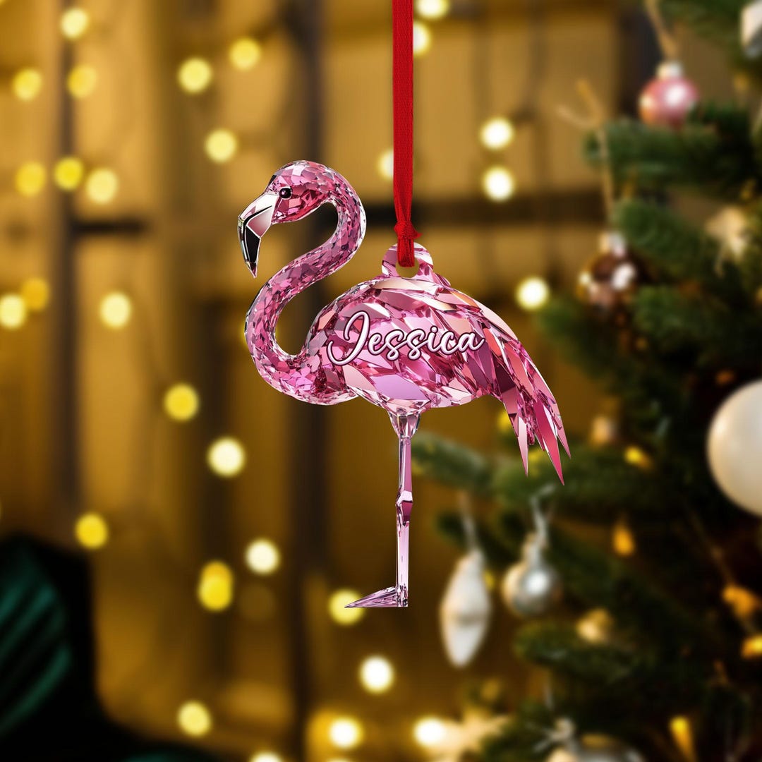 Personalized Flamingo 2D Flat Acrylic Ornament, Pink Flamingo Effect ...