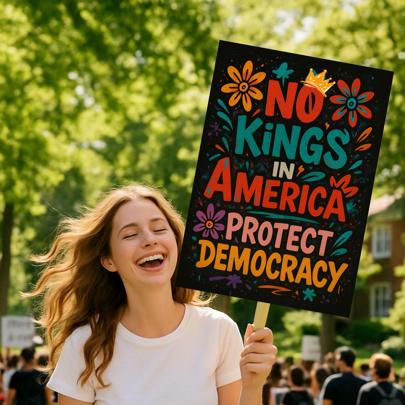 Protect Democracy Sign, No Kings in America Anti-trump Poster ,freedom ...
