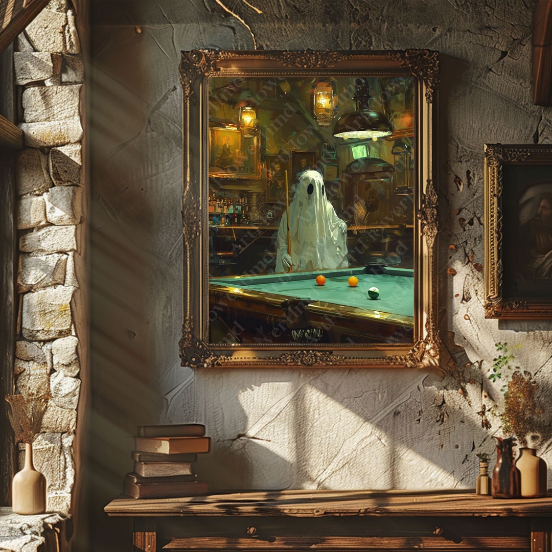 Ghost Playing Pool, Ghost Painting, Vintage Poster/canvas, Art Poster ...