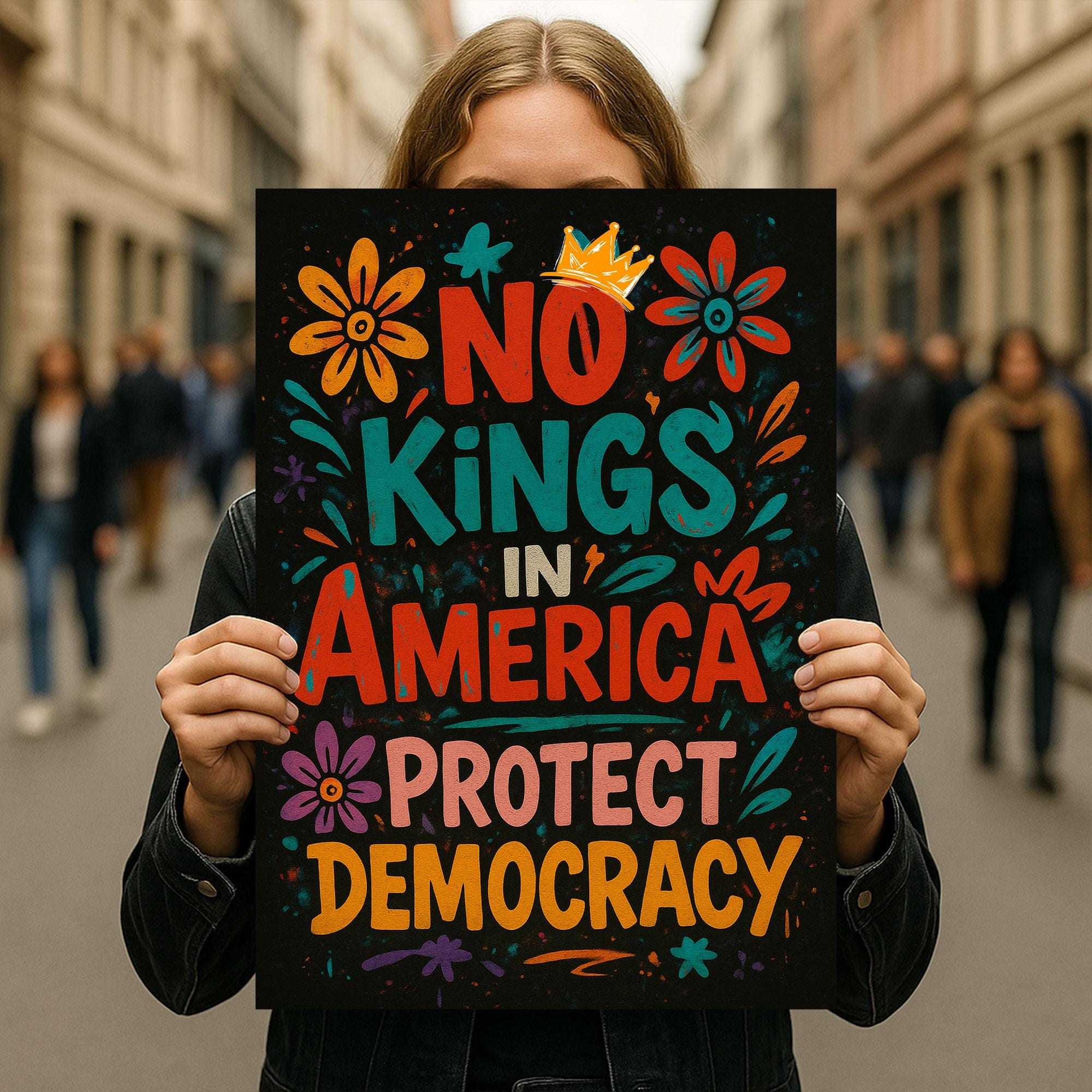 Protect Democracy Sign, No Kings in America Anti-trump Poster ,freedom ...