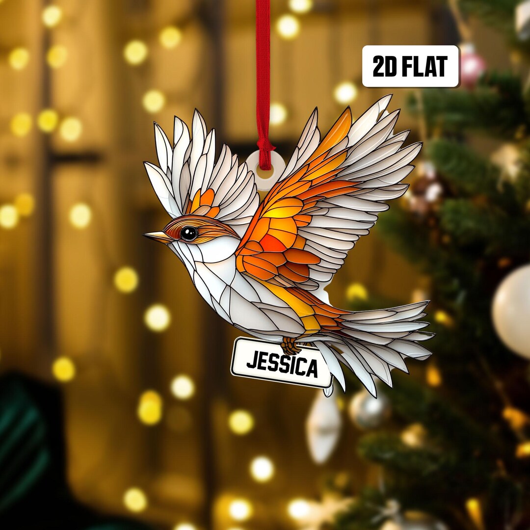 Personalized Robin Flying 2D Flat Ornament, Robin Christmas Ornament ...