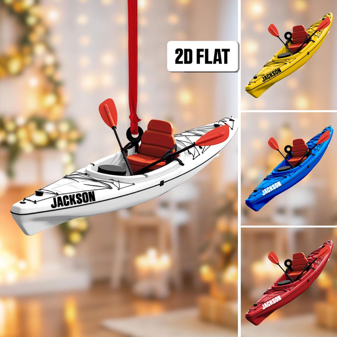 Personalized Kayak 2D Flat Ornament, Custom Name Kayak Christmas ...