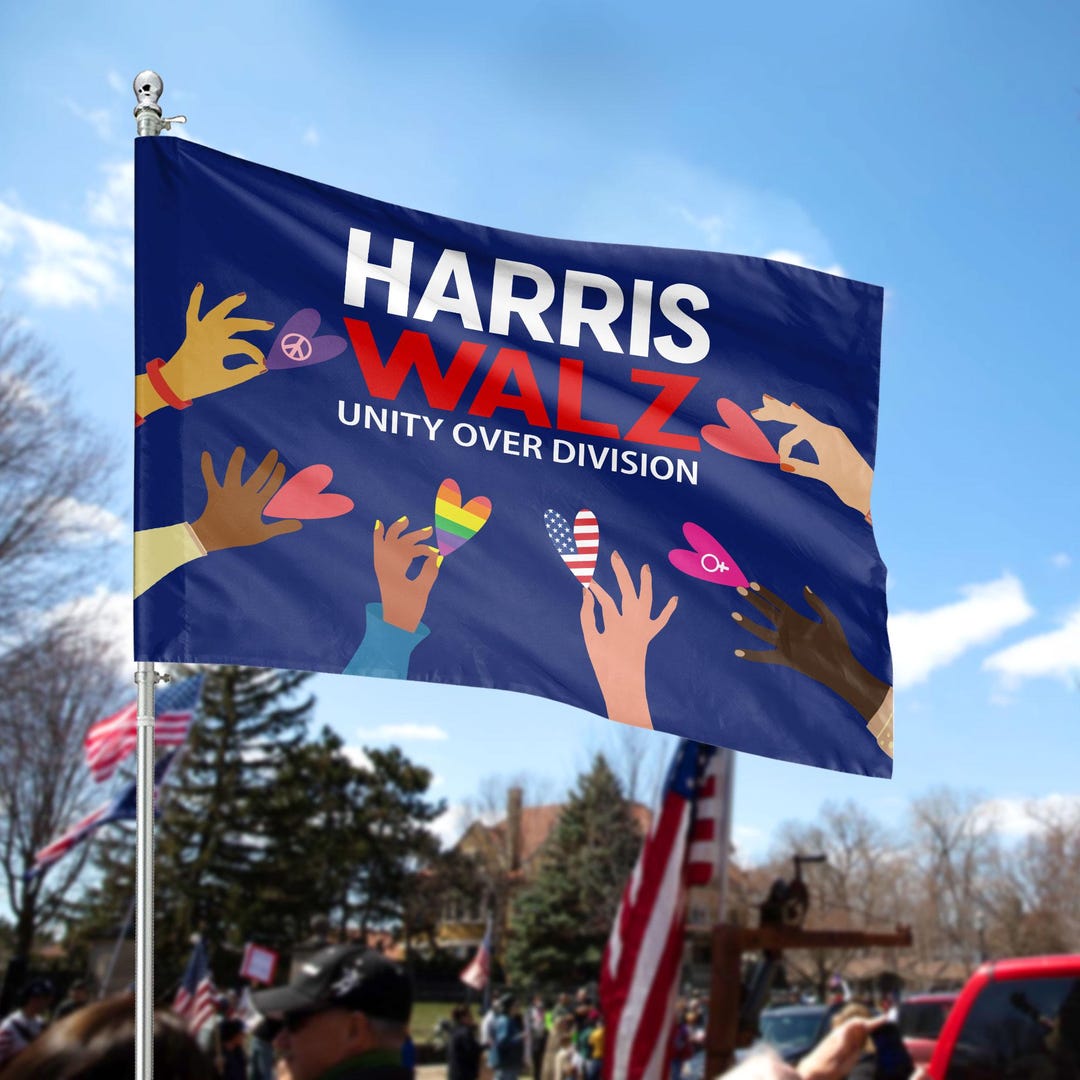 Harris Walz Flag, Harris Walz Unity Over Division House Flag, President ...