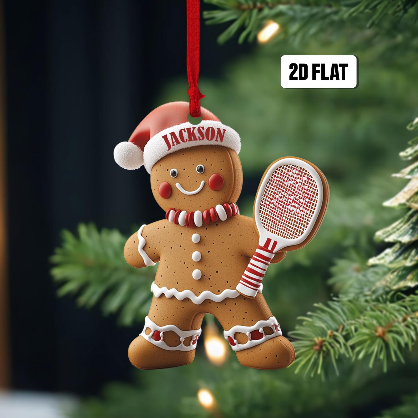 Personalized Pickleball 2D Flat Ornament, Pickleball Gingerbread ...
