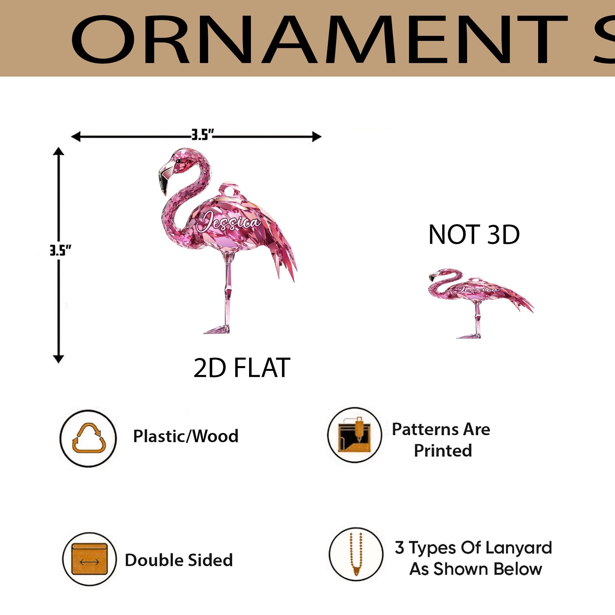 Personalized Flamingo 2D Flat Ornament, Pink Flamingo Effect Crystal ...