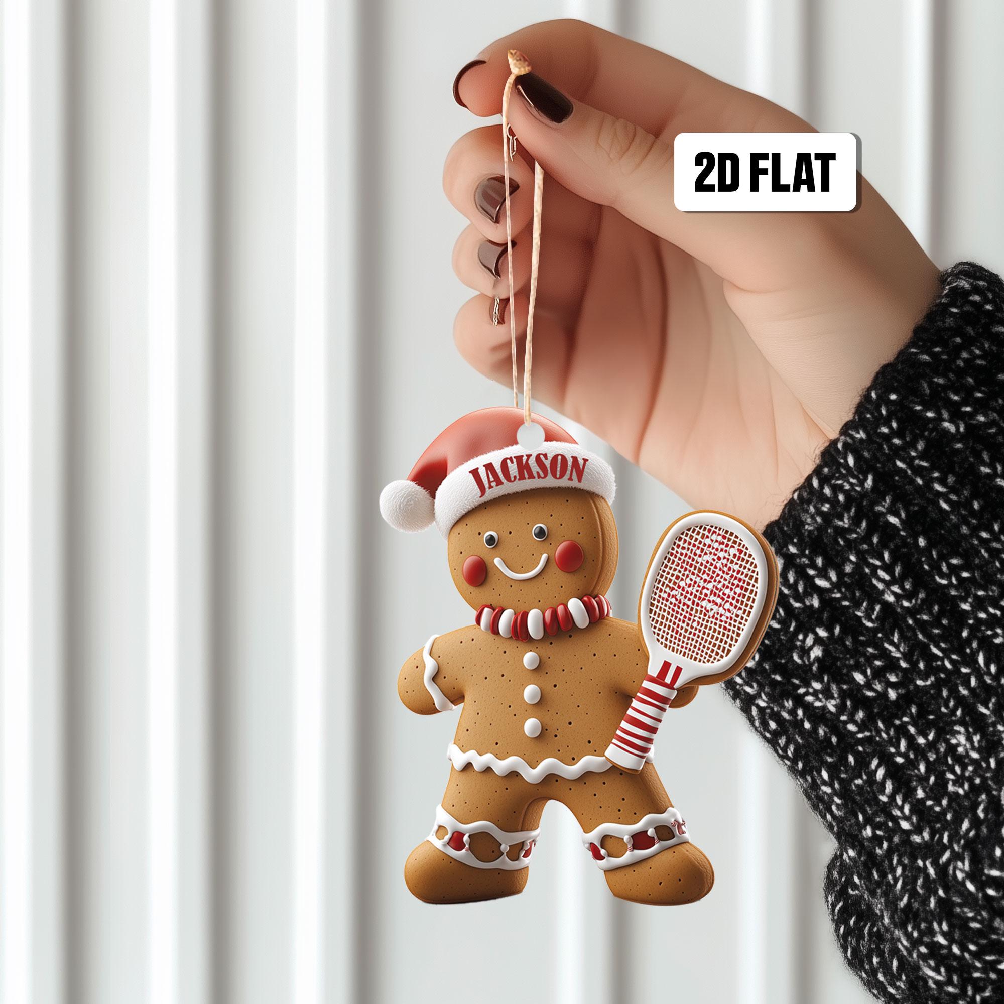 Personalized Pickleball 2D Flat Ornament, Pickleball Gingerbread ...