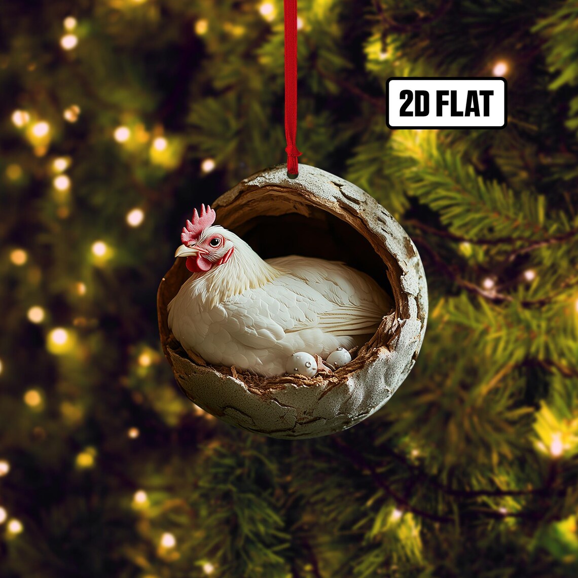 Chicken 2D Flat Ornament, Hen Rearview Mirror Car Accessories, Farm ...