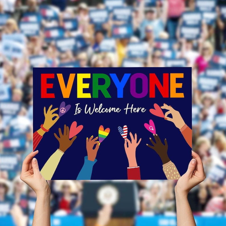 LGBTQ Pride Yard Sign, Everyone is Welcome Here Yard Sign, Love is Love ...