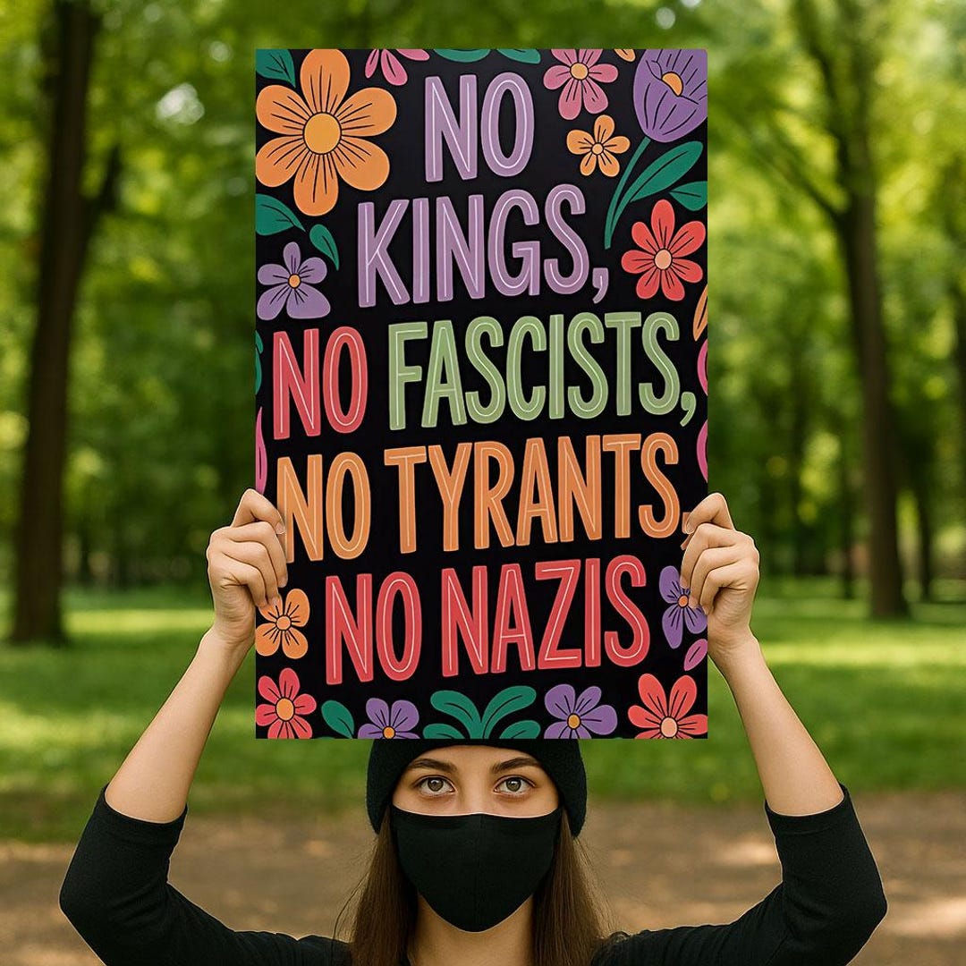 No Kings No Fascists No Nazis Protest Sign, Political Activist Rally ...
