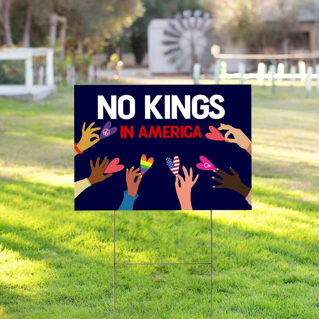 No Kings in America Yard Sign, Anti-trump, Protest Yard Sign, Democracy ...