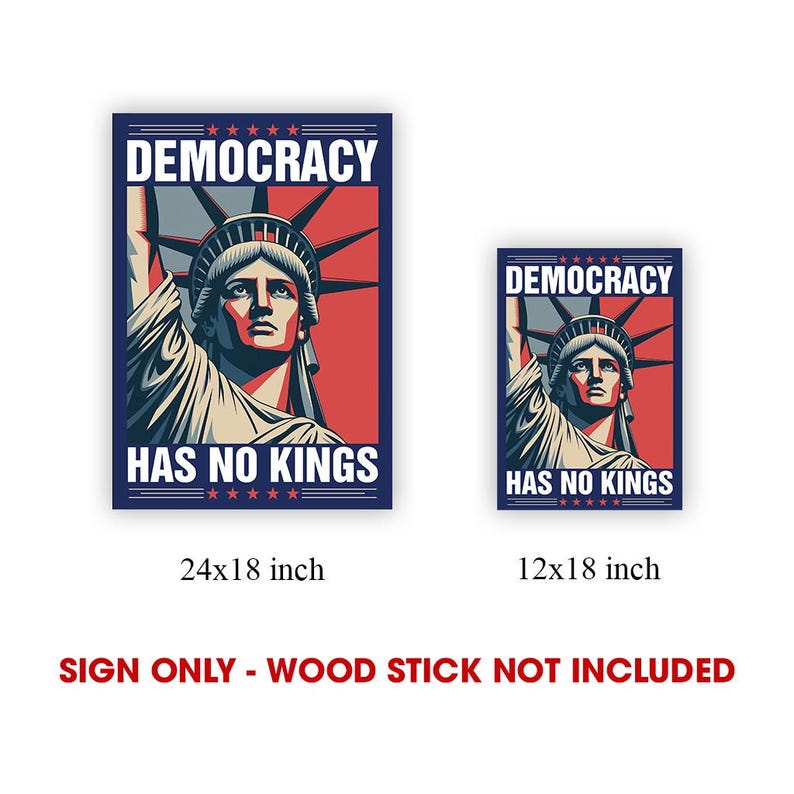 Democracy Has No Kings Statue of Liberty Sign, Anti-trump No Kings ...