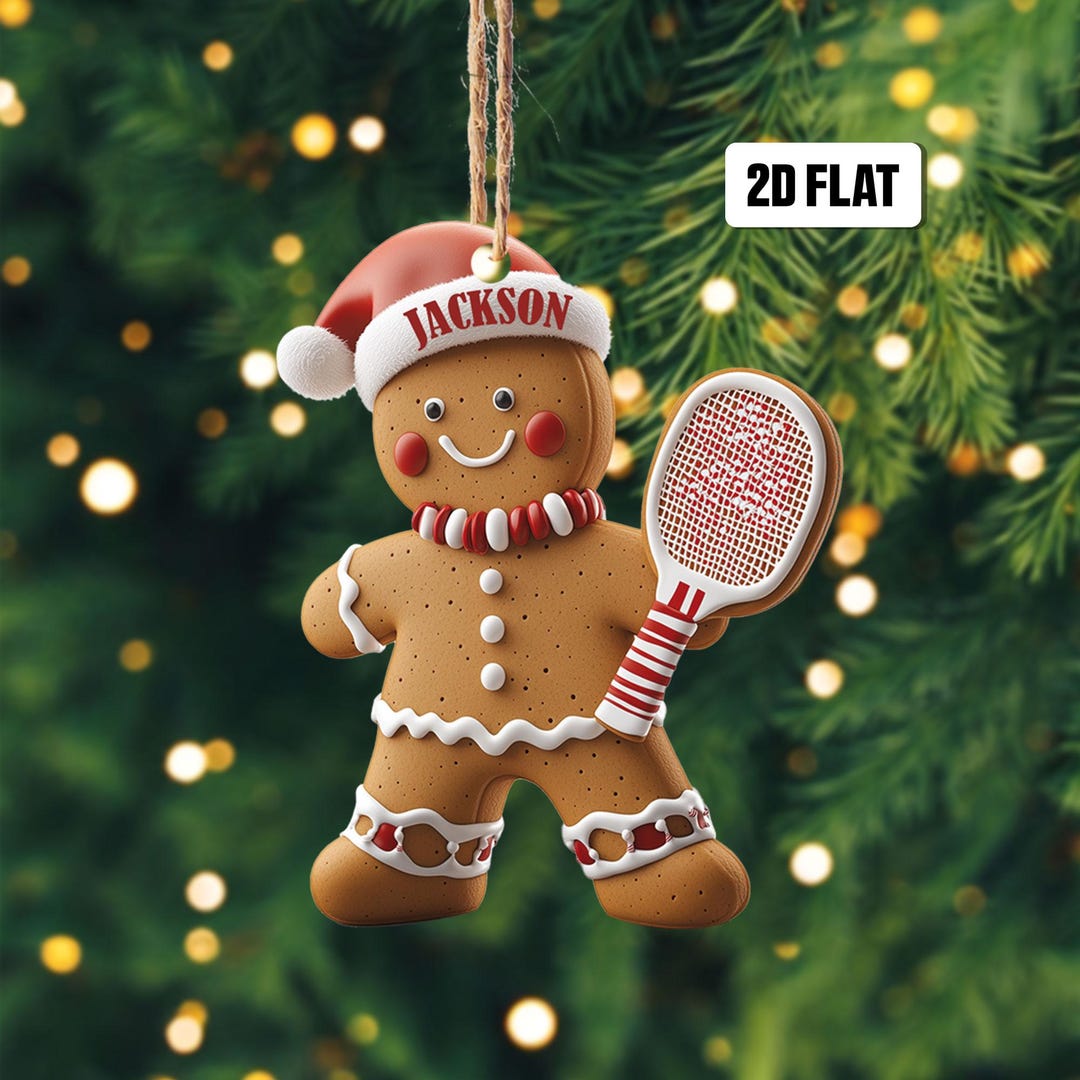 Personalized Pickleball 2D Flat Ornament, Pickleball Gingerbread ...