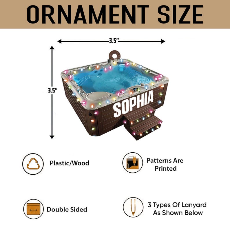 Personalized Jacuzzi 2D Flat Ornament, Jacuzzi Spa Christmas Ornament ...