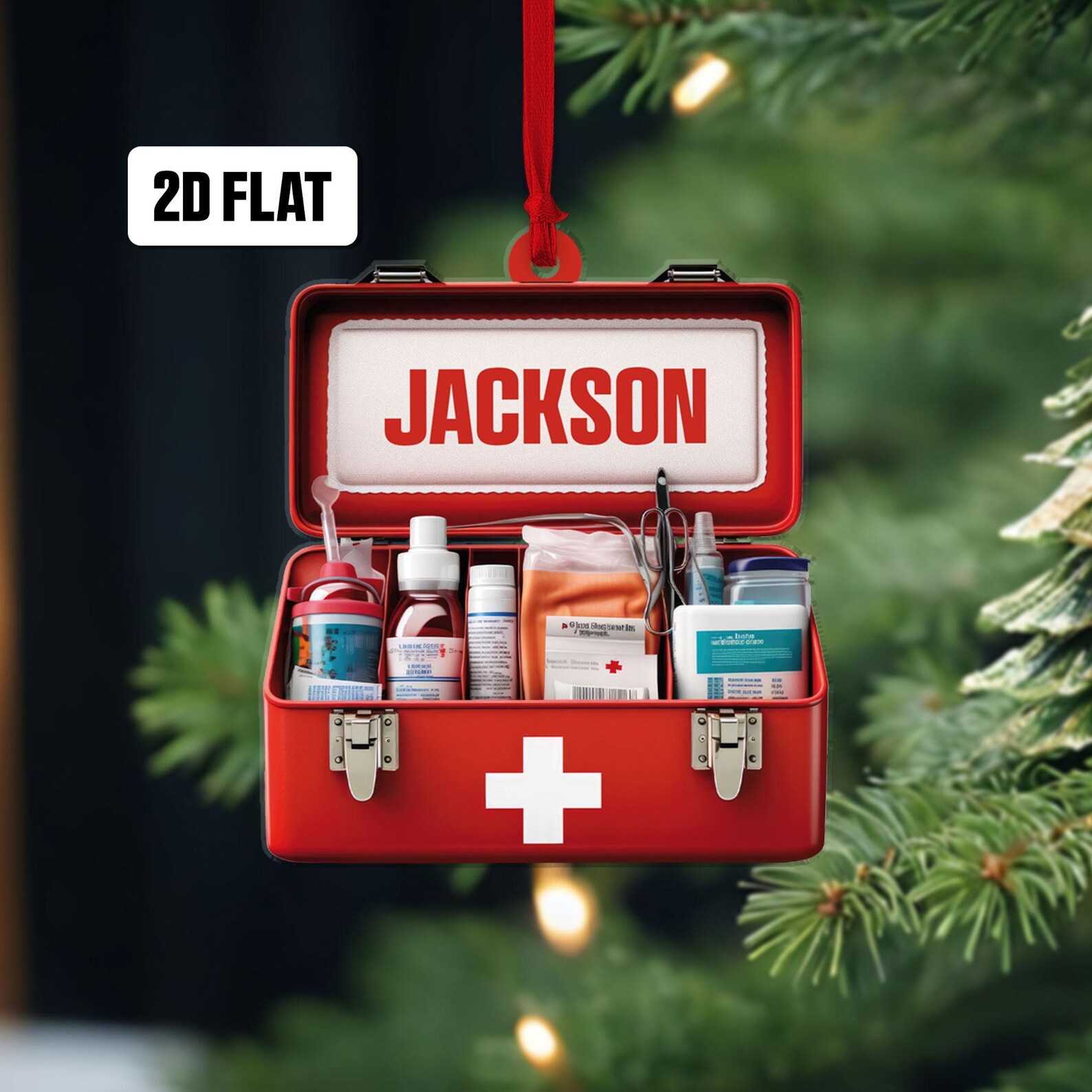 Personalized First Aid Bag 2D Flat Ornament, Custom Name Emergency Box ...