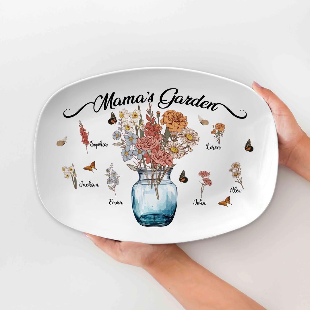 Personalized Grandmas Garden Platter, Custom Grandma Plate With ...