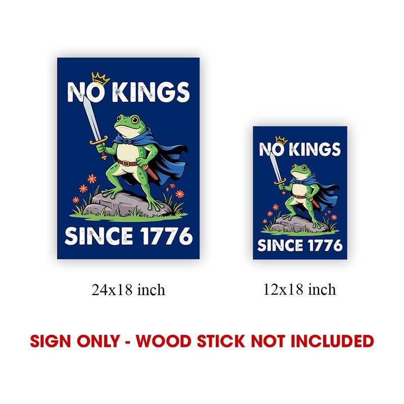 Portland Frog Anti-ice Protest Sign, Anti Trump, No Kings Since 1776 ...