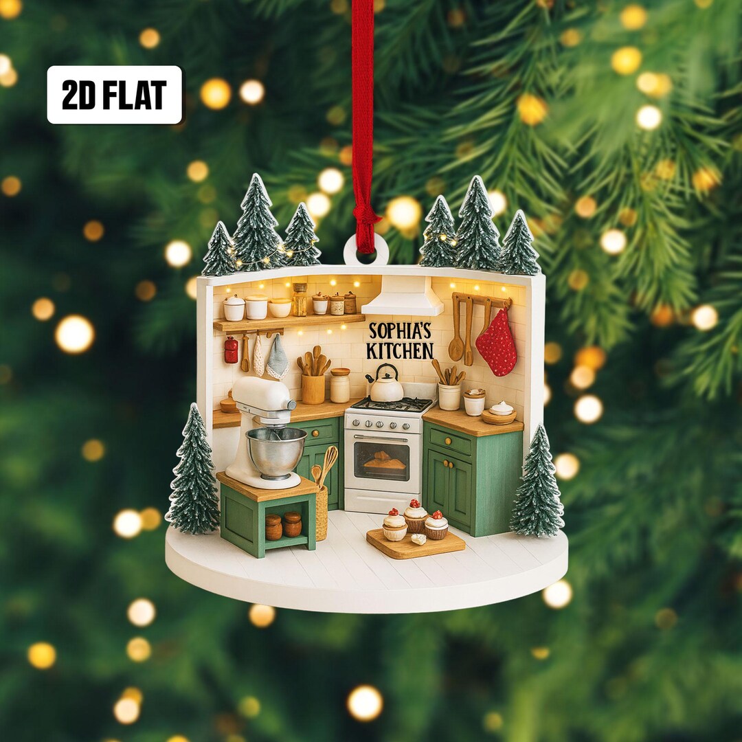 Personalized Kitchen Ornament, Kitchen Christmas 2D Flat Acrylic ...