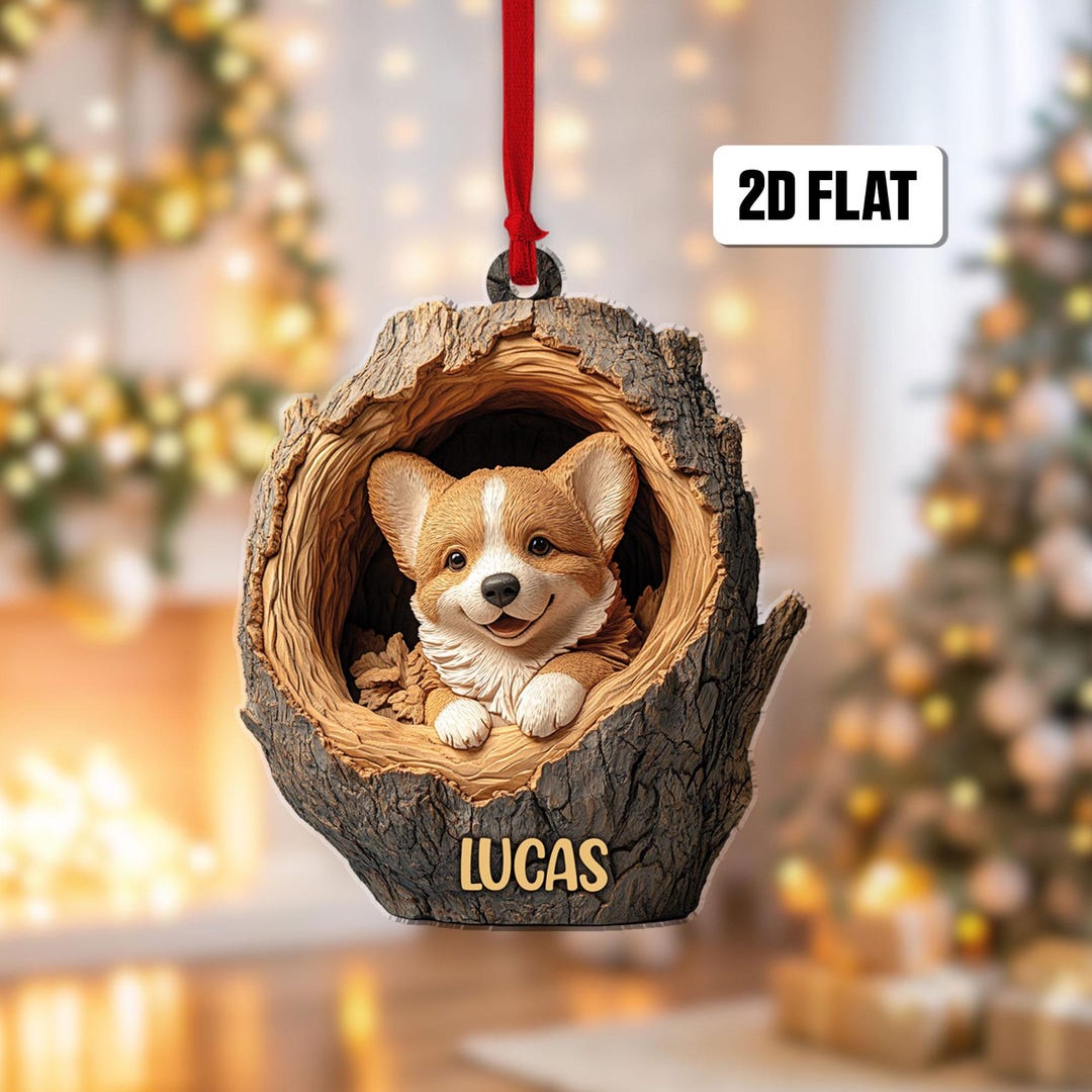 Personalized Corgi Dog 2D Flat Ornament, Corgi Rearview Mirror Car ...