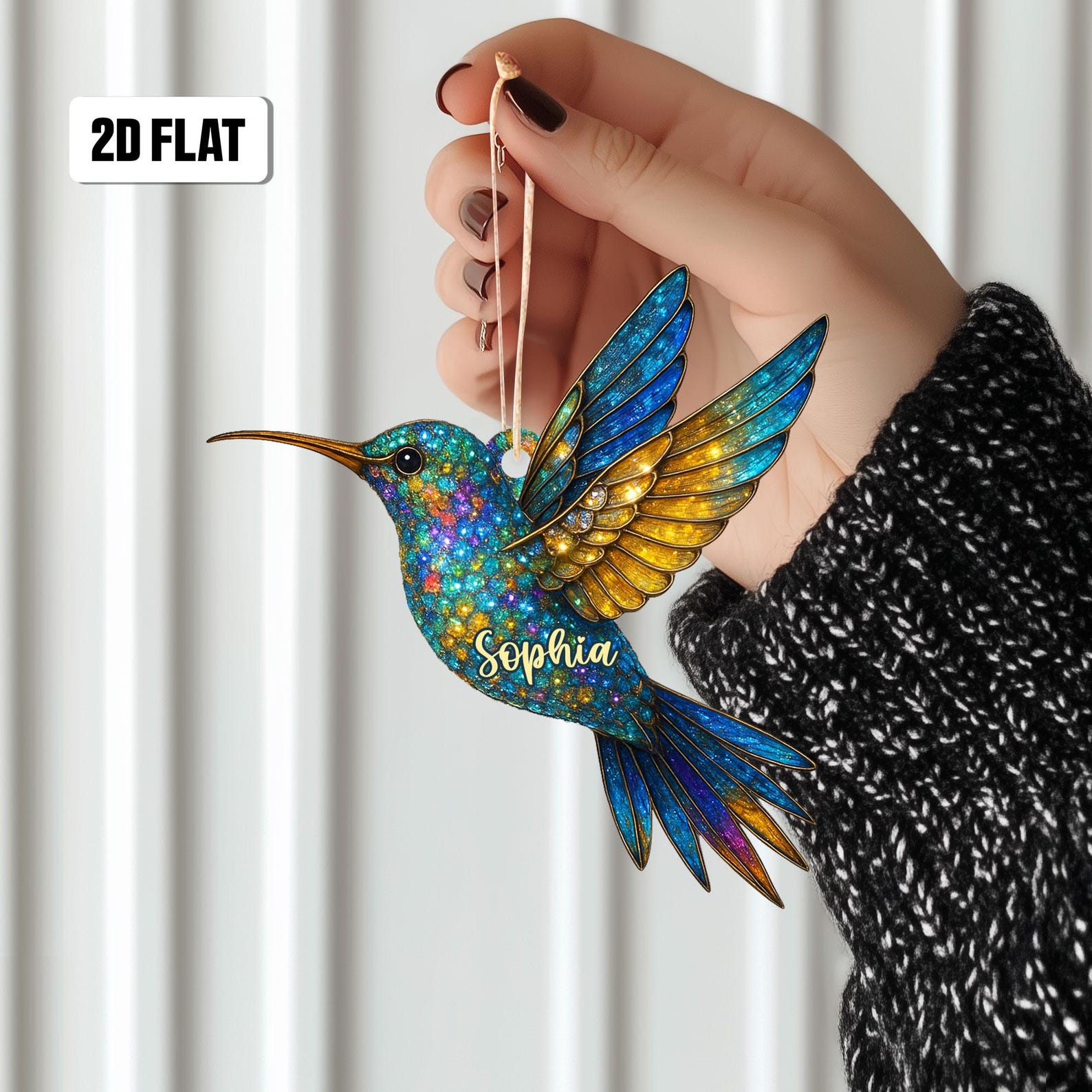 Personalized Hummingbird 2D Flat Ornament, Custom Name Hummingbird ...