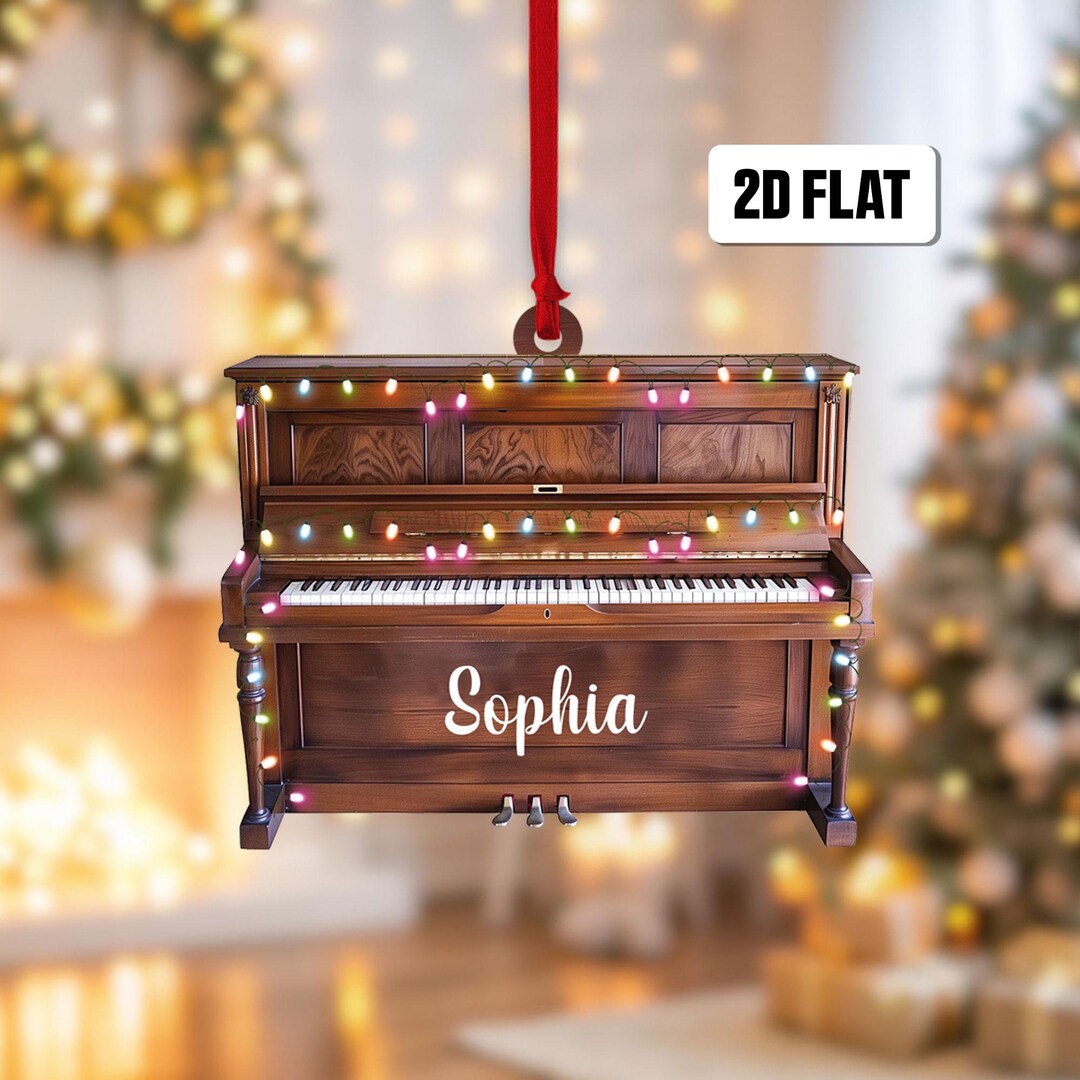 Personalized Piano 2D Flat Ornament, Music Christmas Ornament, Piano ...