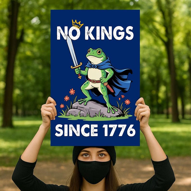 Portland Frog Anti-ice Protest Sign, Anti Trump, No Kings Since 1776 ...