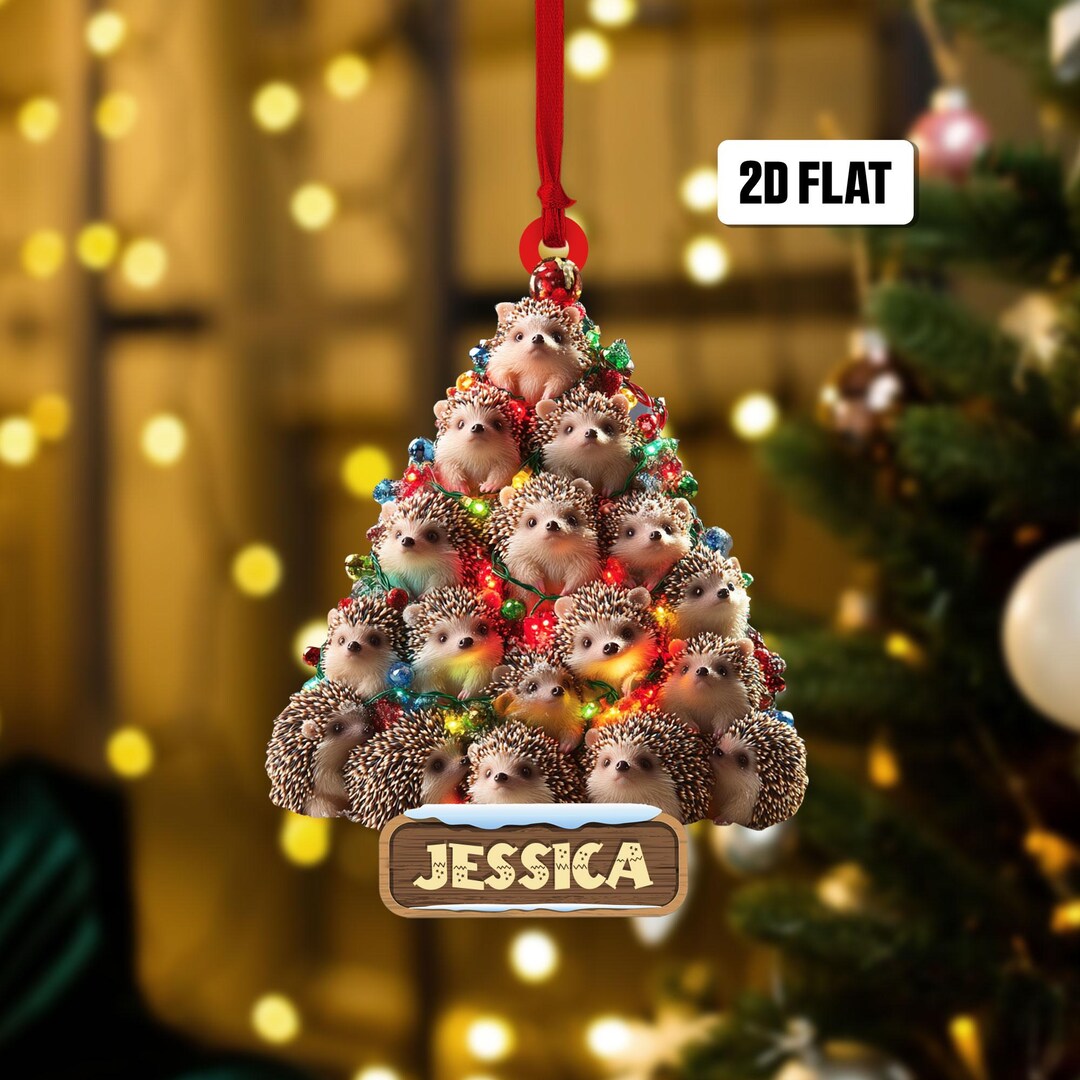 Personalized Hedgehog 2D Flat Christmas Ornament, Hedgehog Tree ...
