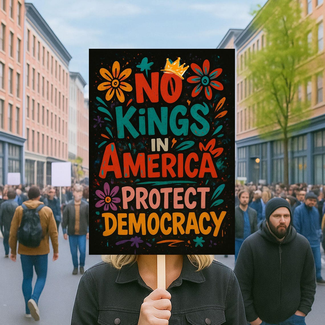 Protect Democracy Sign, No Kings in America Anti-trump Poster ,freedom ...