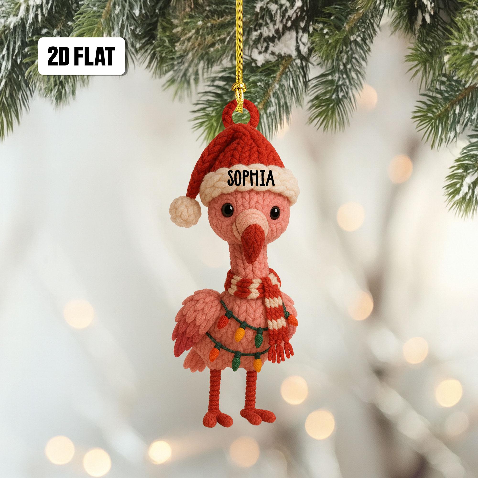 Personalized Flamingo 2D Flat Ornament, Pink Flamingo Effect Crystal ...