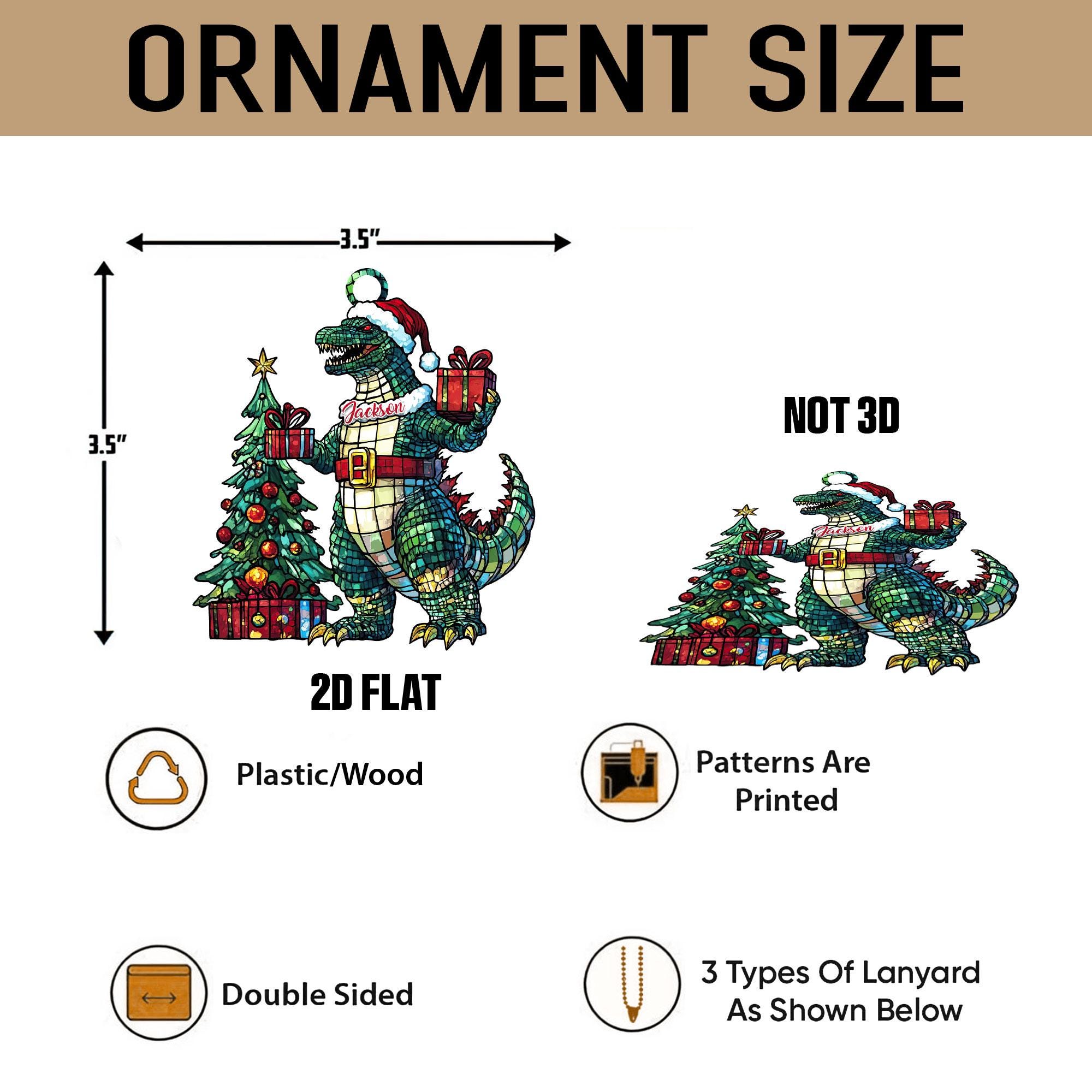 Personalized Godzilla Noel 2D Flat Ornament, Godzilla Christmas Tree ...