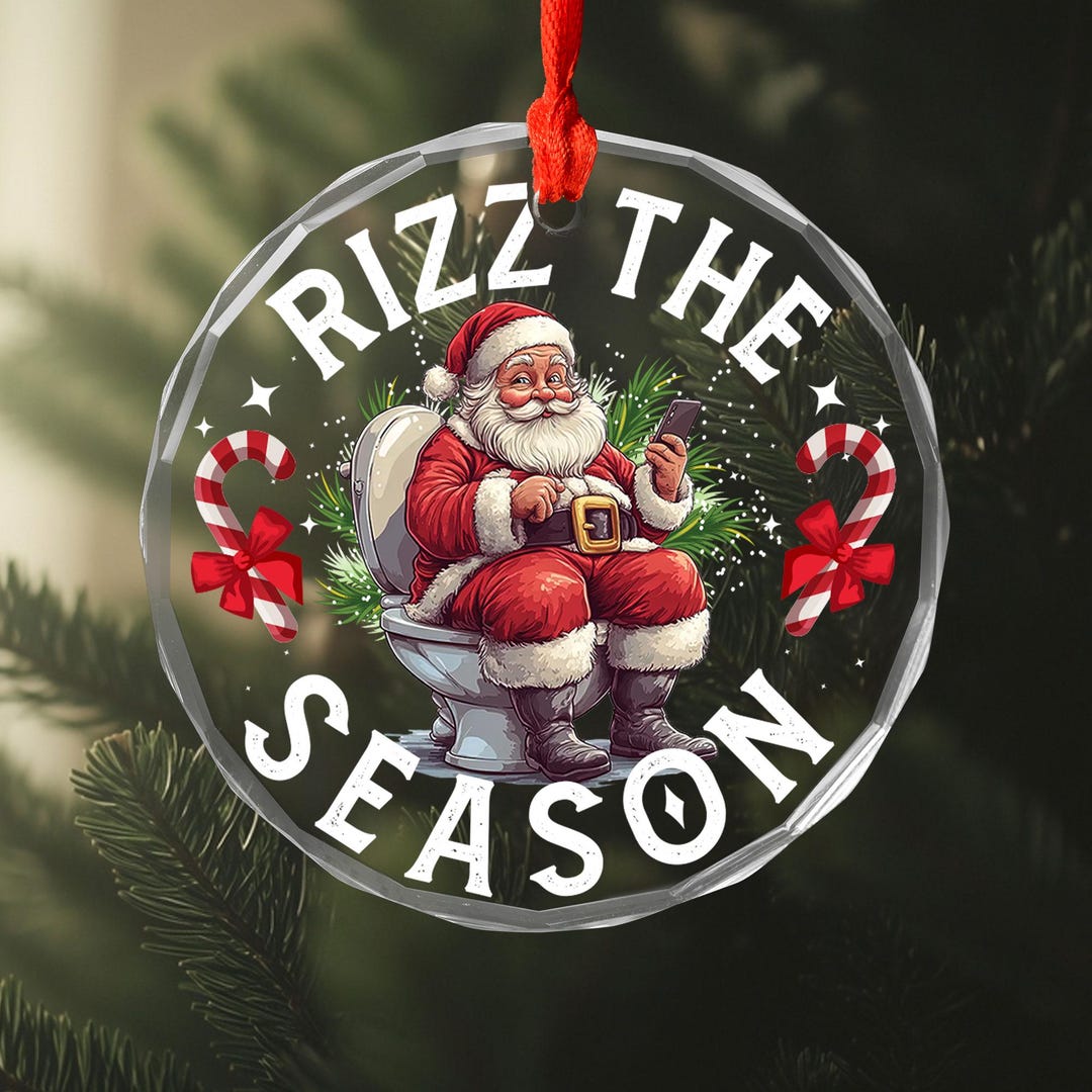 Rizz the Season Glass Ornament, Merry Rizzmas Christmas Ornament ...