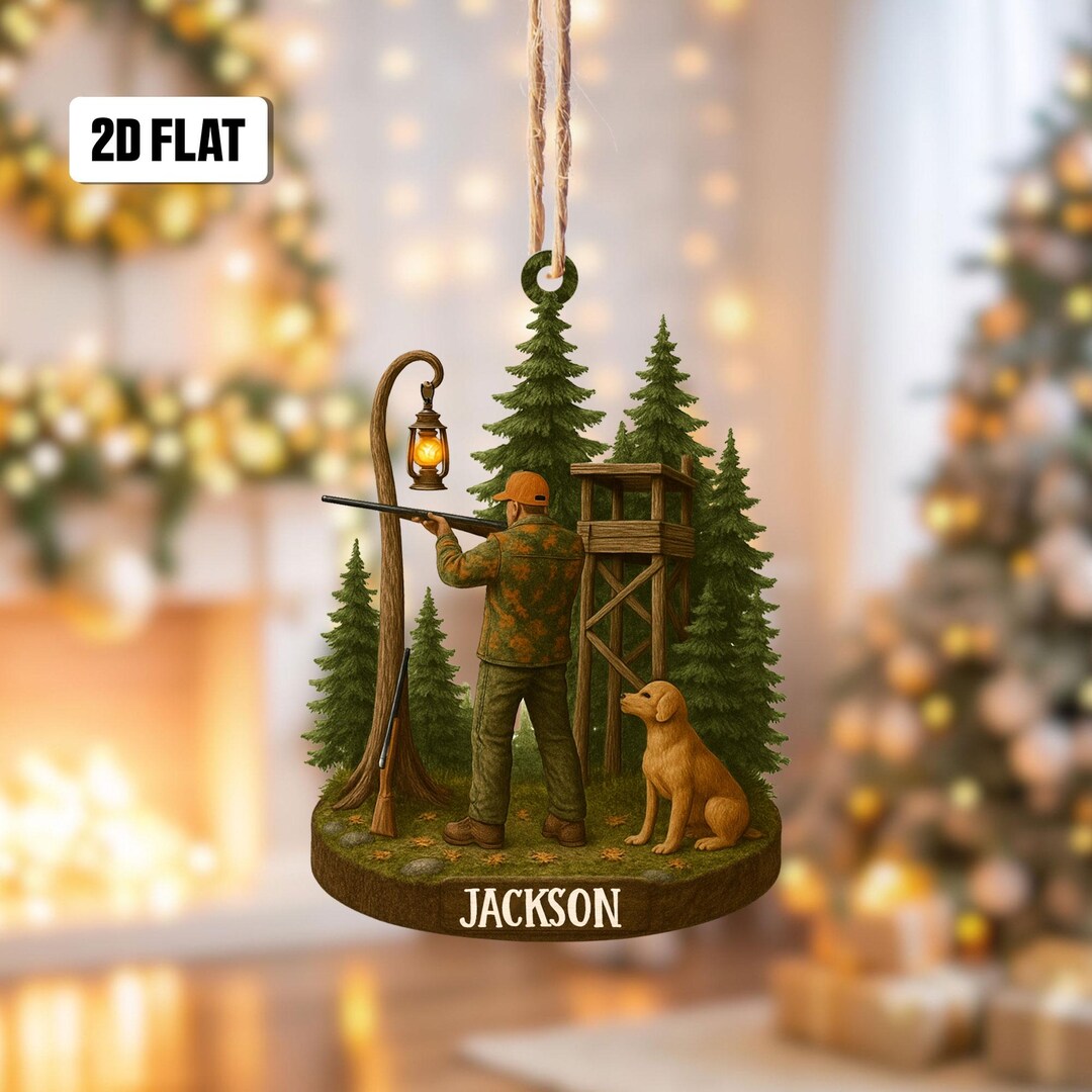 Personalized Hunting 2D Flat Christmas Ornament, Gift for Deer Hunting ...