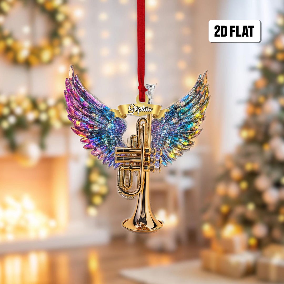 Personalized Trumpet 2D Flat Ornament, Trumpet Christmas Ornament ...
