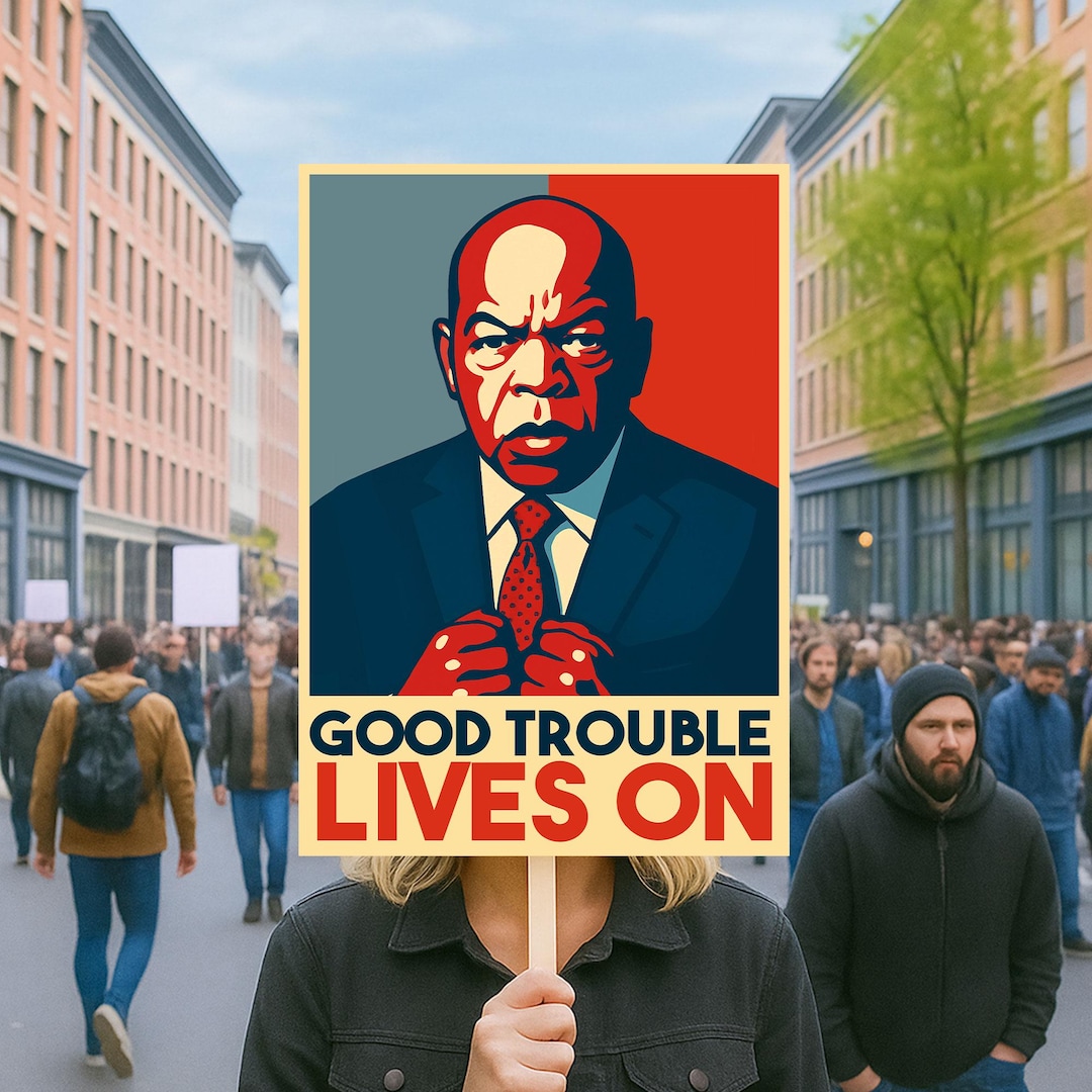 Good Trouble Lives on Sign, John Lewis Print Anti Trump Printable ...