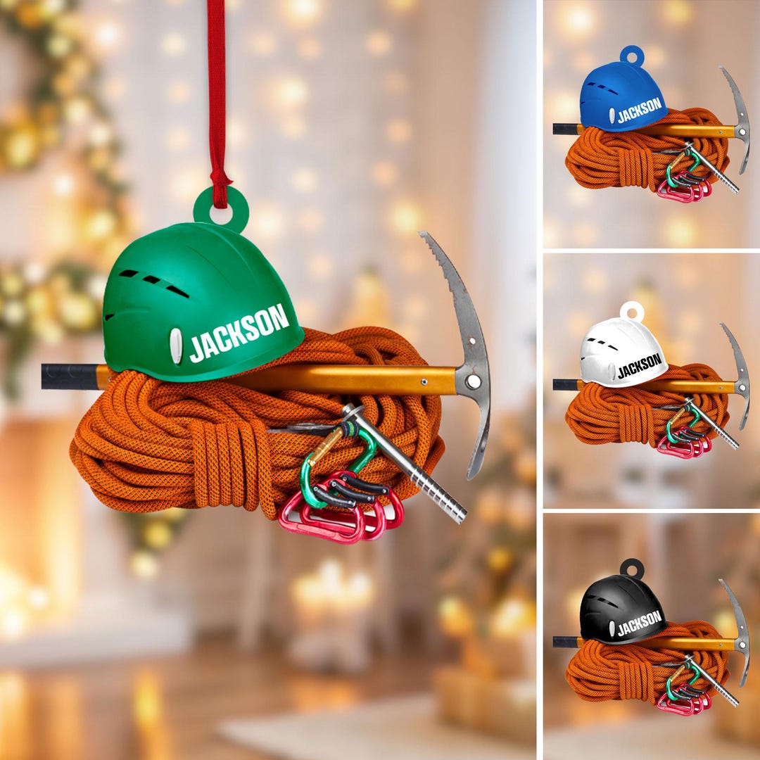 Personalized Rock Climber 2D Flat Ornament, Custom Climbing Christmas ...