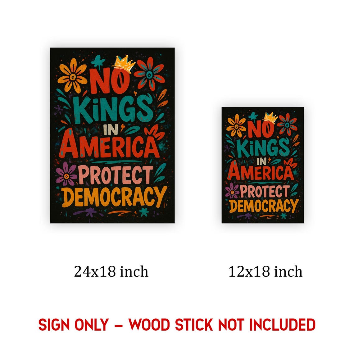 Protect Democracy Sign, No Kings in America Anti-trump Poster ,freedom ...
