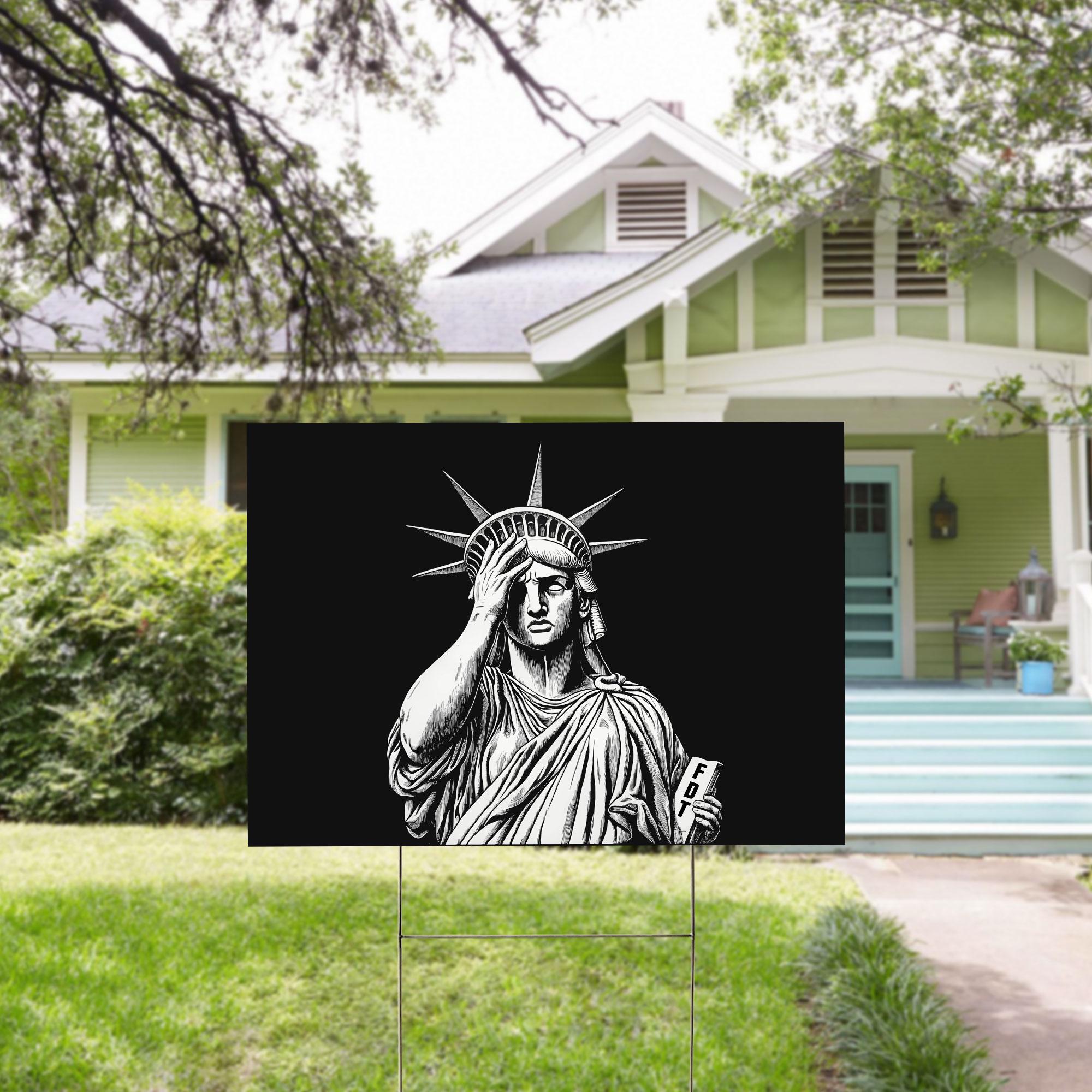Weeping Statue of Liberty Yard Sign, Lady Liberty Sign, Political Yard ...