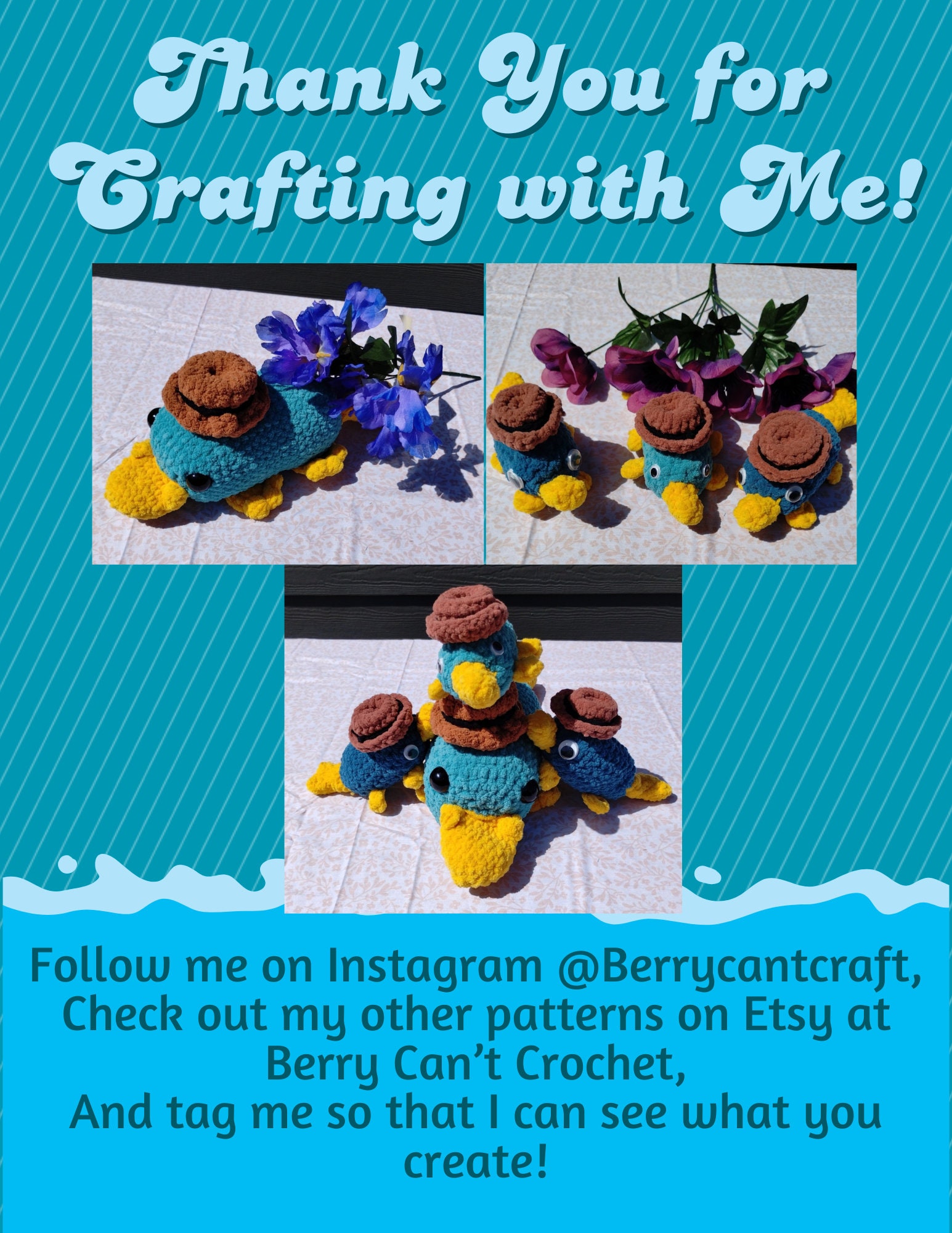 BIG and SMOL Teal Platypus Pal Pattern - Etsy