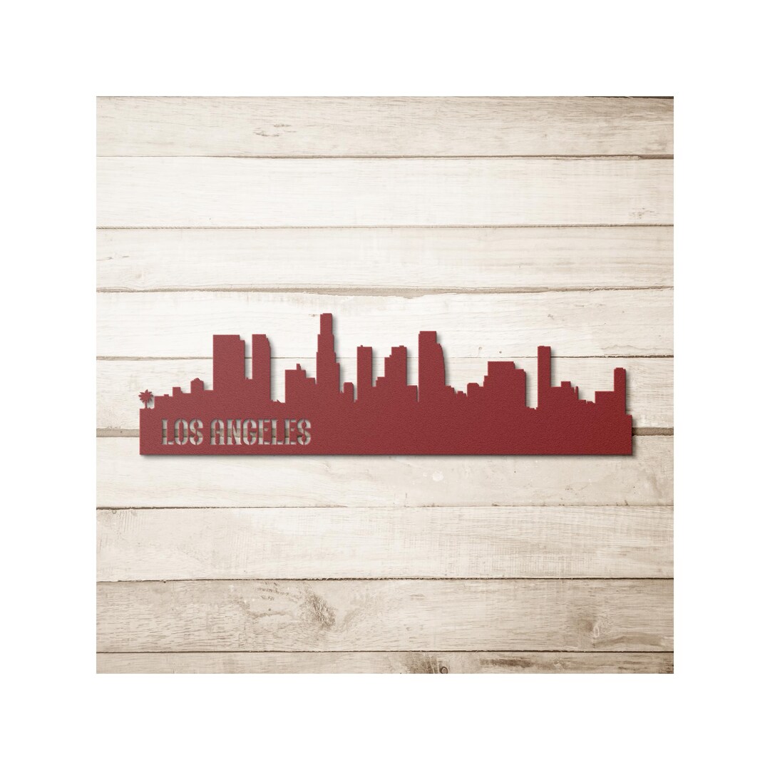 Los Angeles Skyline Metal Sign, Los Angeles Metal Sign, Los Angeles ...