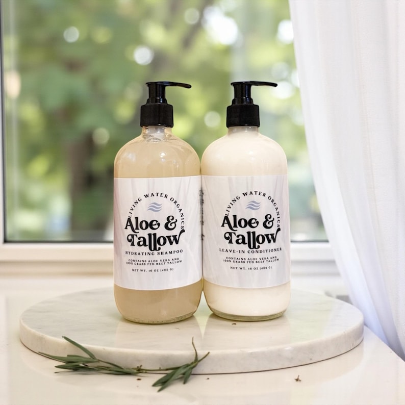 Aloe & Tallow Shampoo and Leave-in Conditioner Set: Hydrating Haircare ...