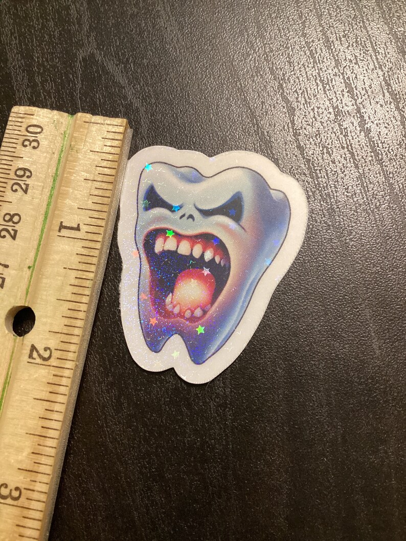 Angry Tooth Waterproof Vinyl Sticker, Laptop Decal, Water Bottle Decor ...