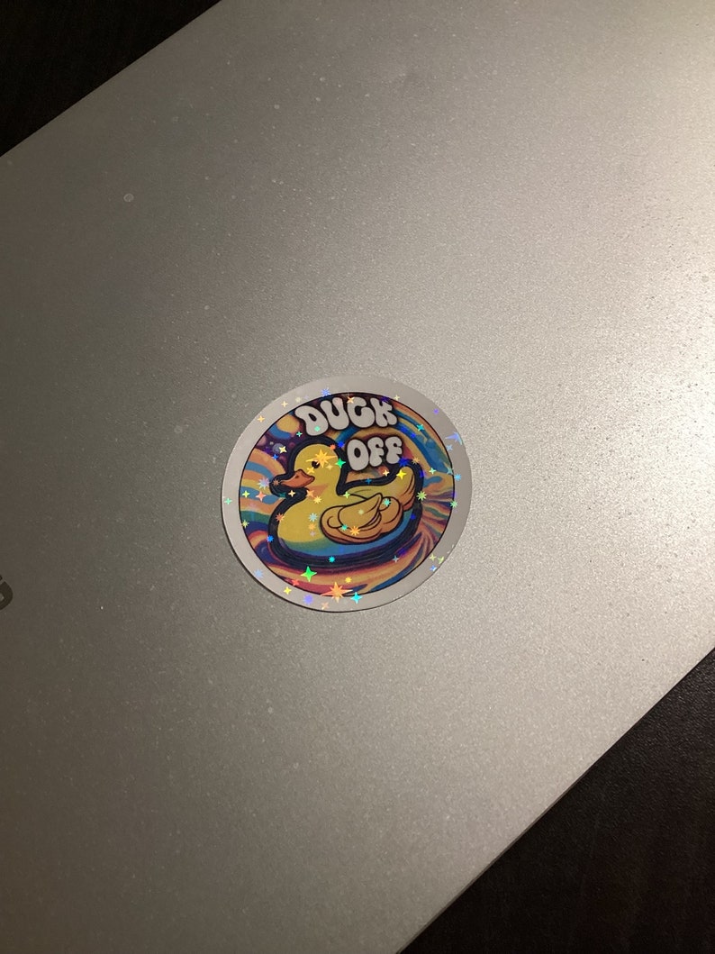 Psychedelic Duck “duck Off” Waterproof Vinyl Sticker, Laptop Decal ...