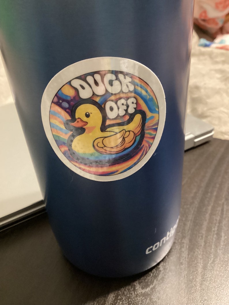Psychedelic Duck “duck Off” Waterproof Vinyl Sticker, Laptop Decal ...