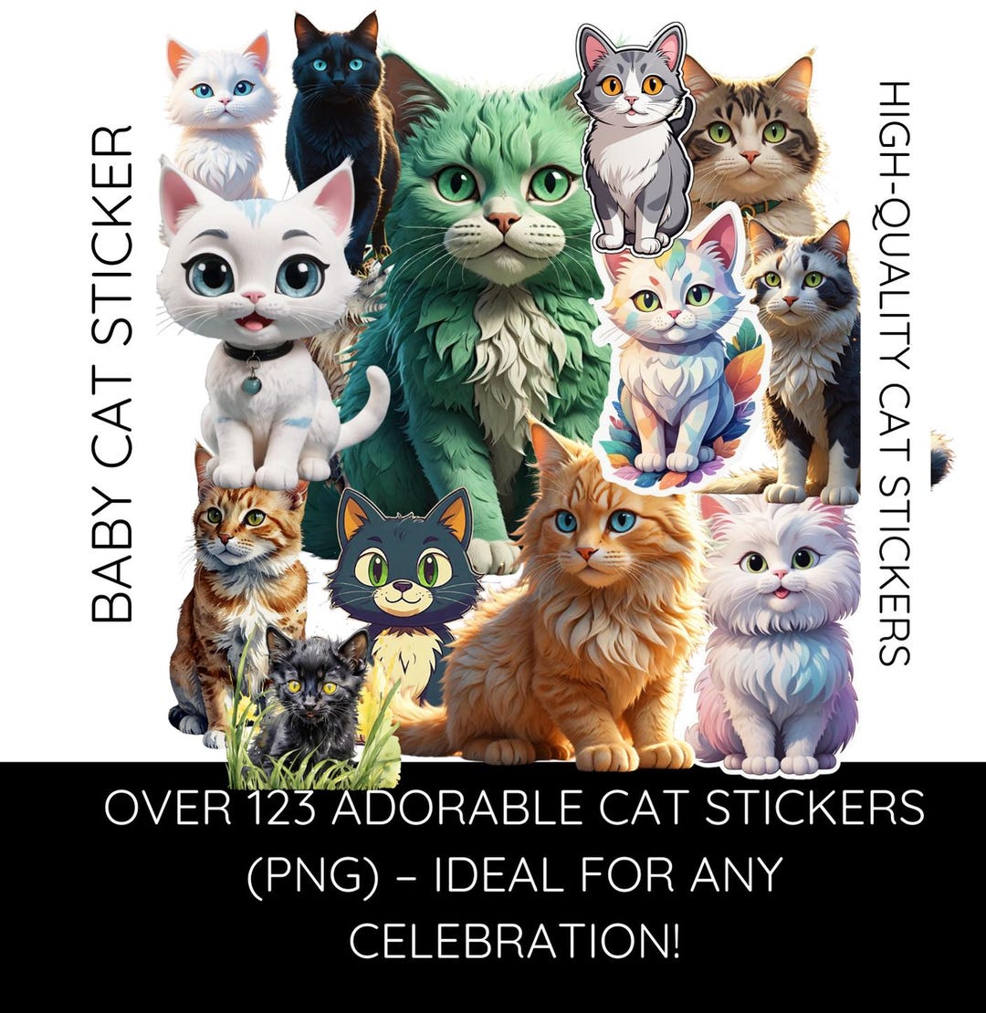 123+ HQ Baby Cat Stickers Transparent Background | Canva Ready! | Kids ...
