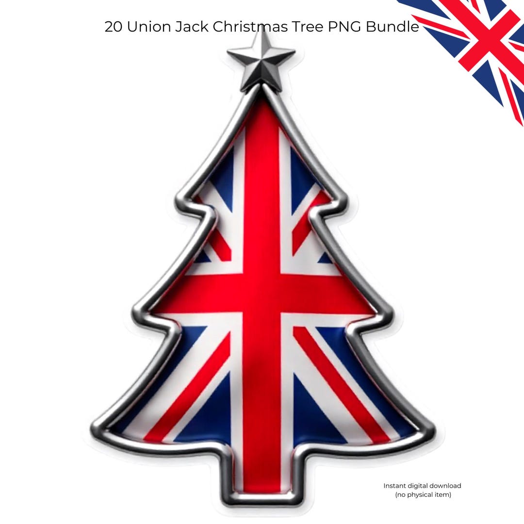 20 Union Jack Christmas Tree PNG Bundle | UK Flag Christmas Trees | 300 ...