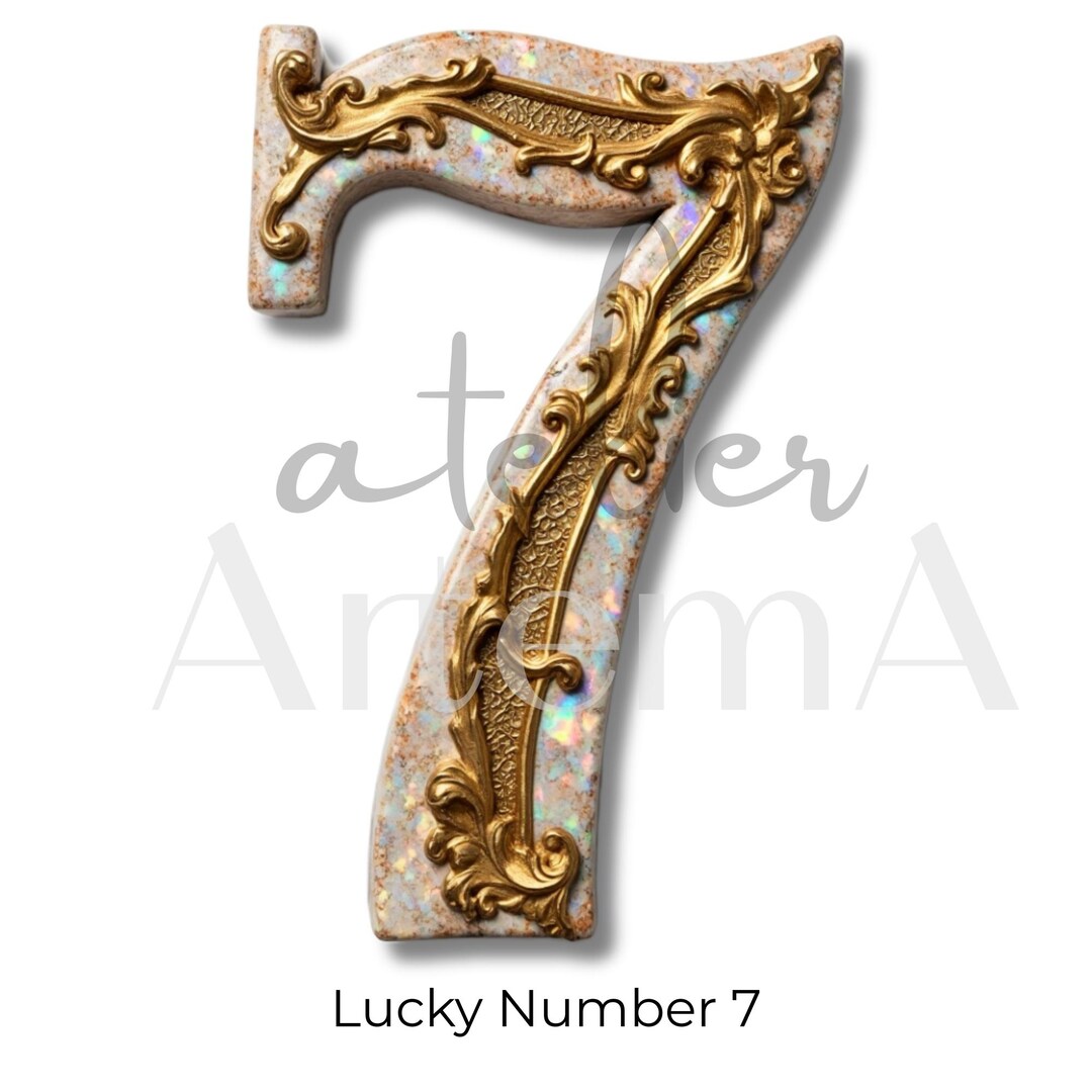 Lucky Number 7 | Unique Style Number | Digital Art | PNG | Elegant ...