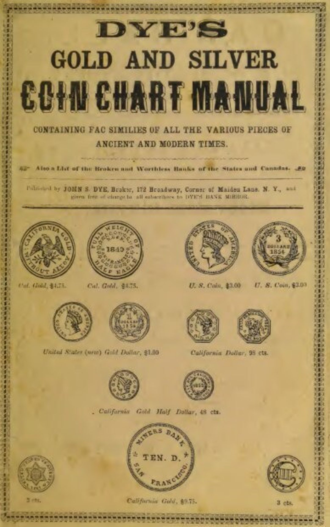 Dye's Gold and Silver Coin Chart& Counterfeit Detector for Metal ...