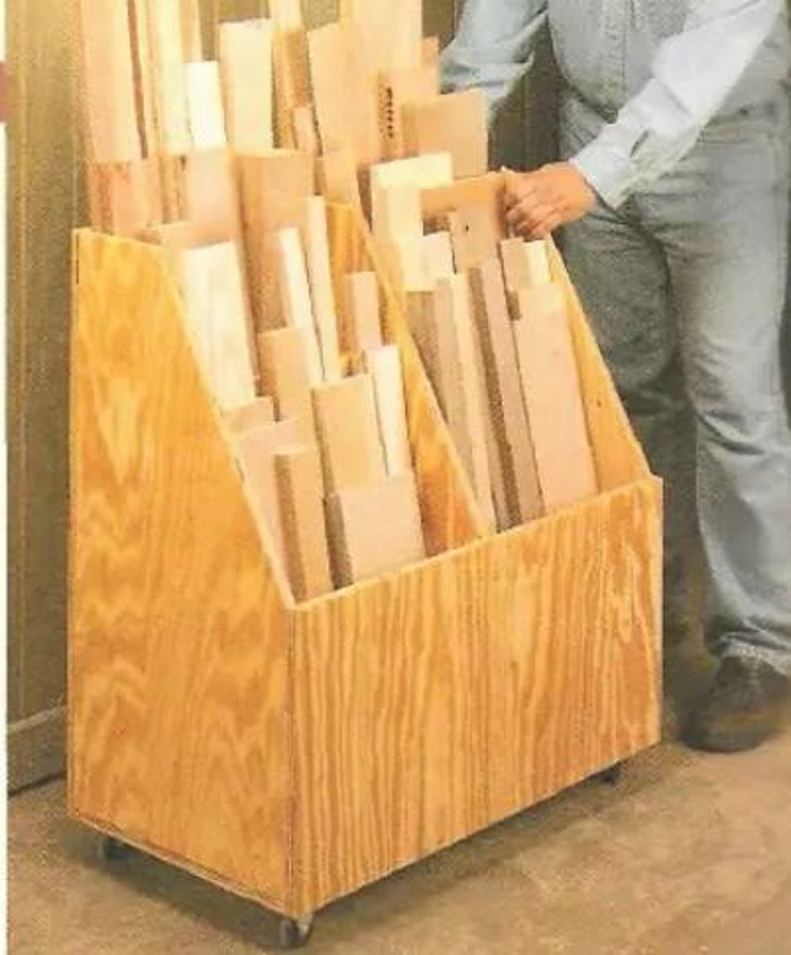 DIY Lumber Scrap Bin Storage Wood Offcuts Cut off Plans Rack Storage ...