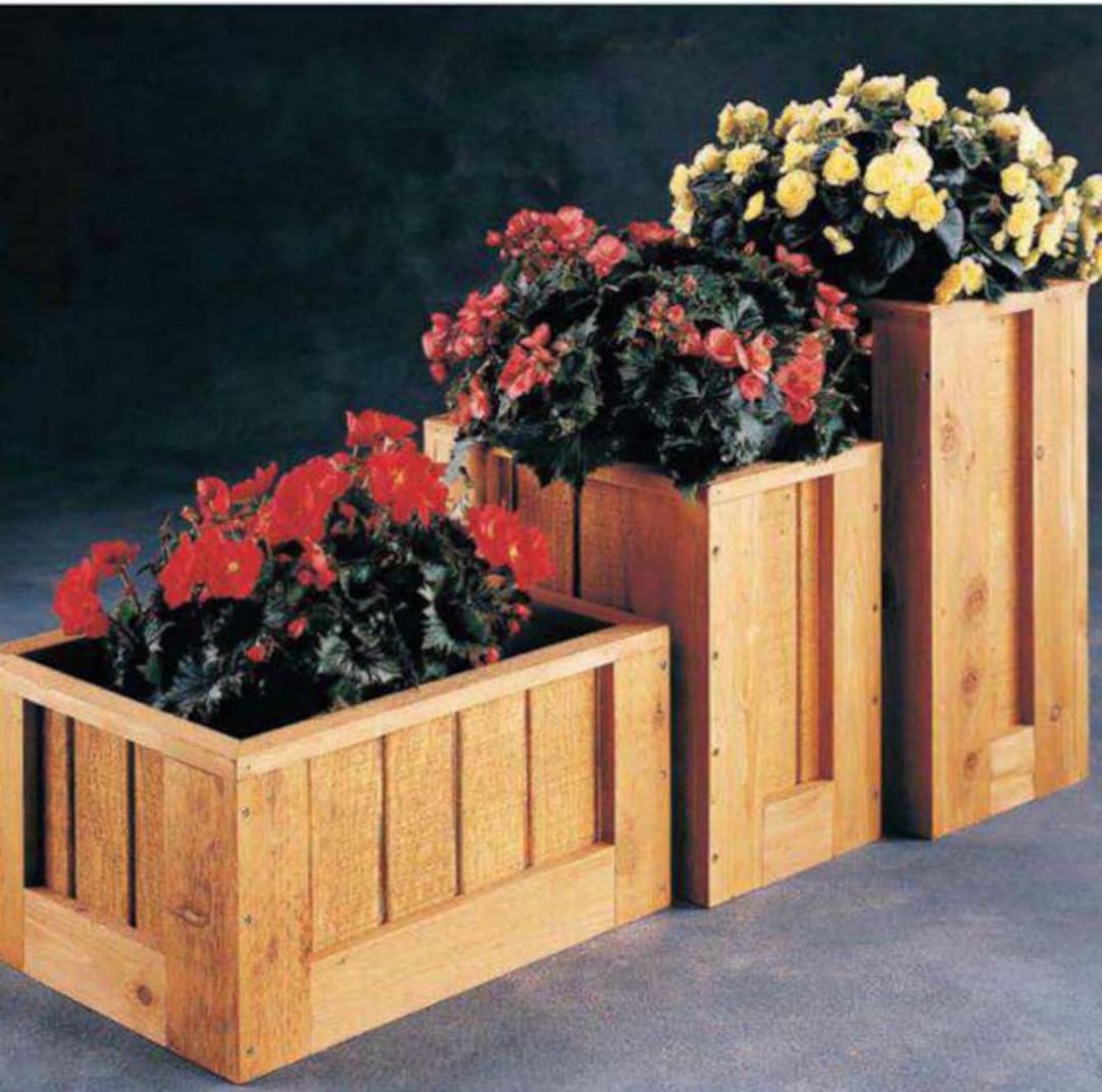 3 DIY S M L Three Tier Planters Raised Box Planter Plans Planter Box ...